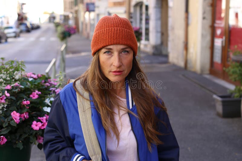 Upset Looking Woman Walking Outdoors Stock Photo - Image of outdoor ...