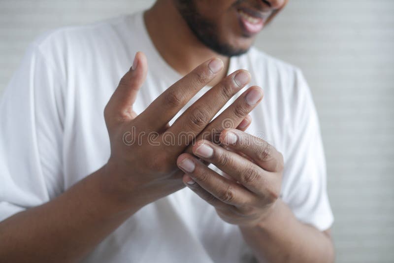 Upset Man Suffering Pain in Hand Close Up Stock Image - Image of ...