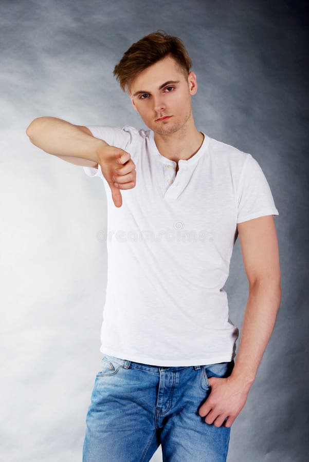Upset Man with Thumbs Down. Stock Photo - Image of male, caucasian ...