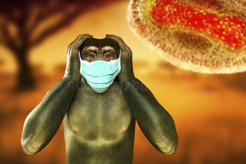 Upset Monkey in a Mask Holding His Head, Conceptual 3D Illustration ...