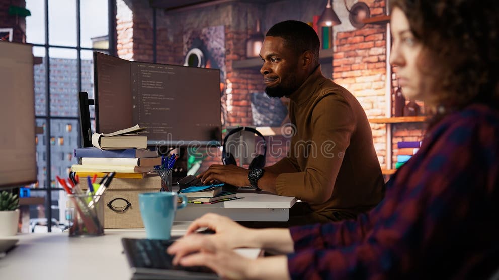 Upset Programmer Annoyed by Computer Bugs while Coding in it Startup Office Stock Photo - Image ...