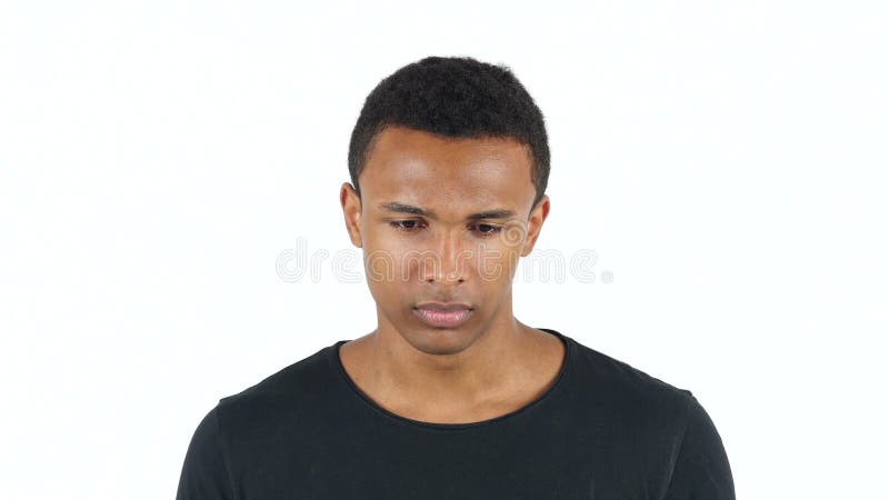 Upset Sad Black Man on White Background Stock Footage - Video of ...