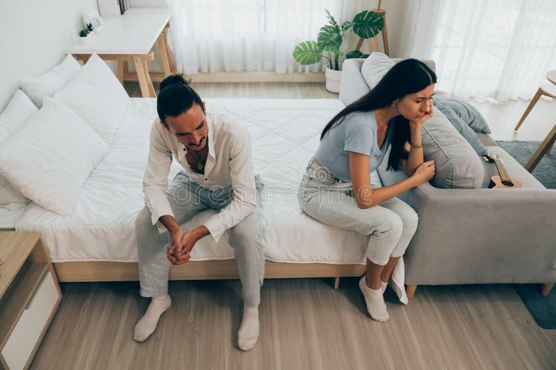 Upset and Unhappy Couple with Problems, Young Couple Having Quarrel at ...