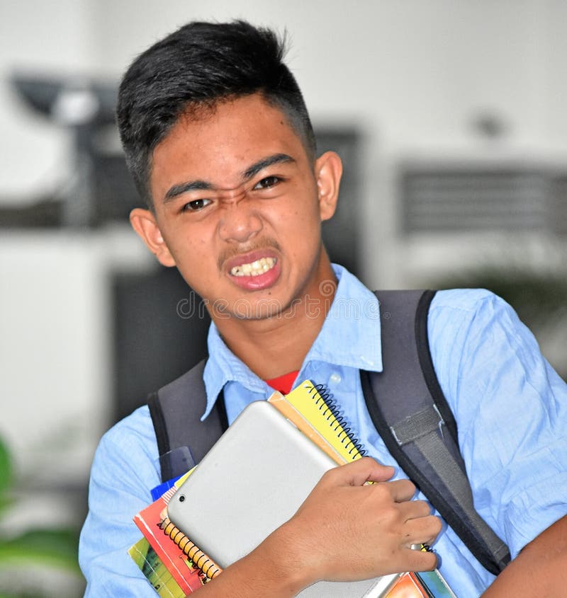 Upset University Person with Notebooks Stock Photo - Image of hurt ...