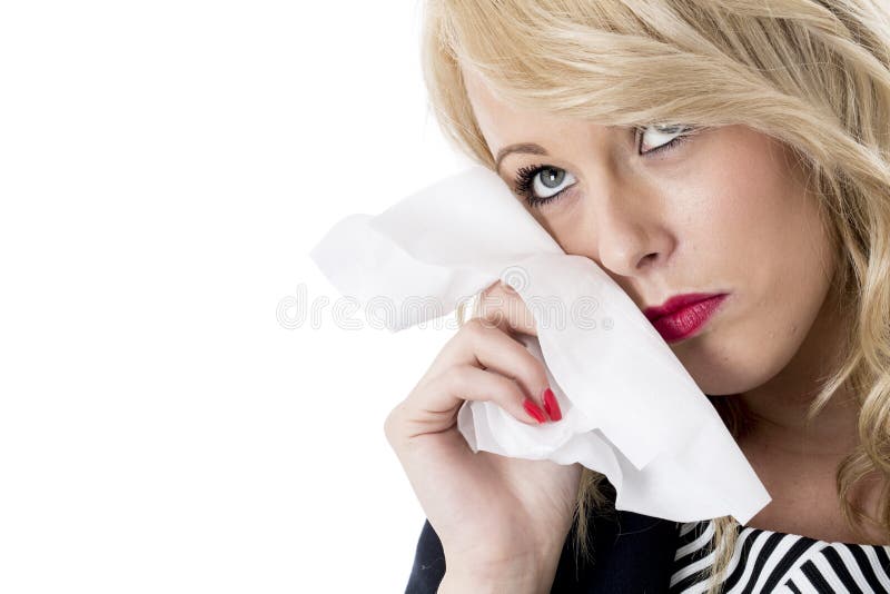 Upset Young Business Woman Crying Stock Photo - Image of paper, long ...