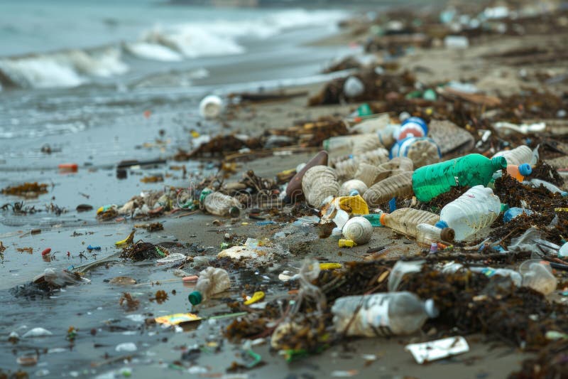 An Upsetting View of a Beach Covered in Plastic Waste, Including ...