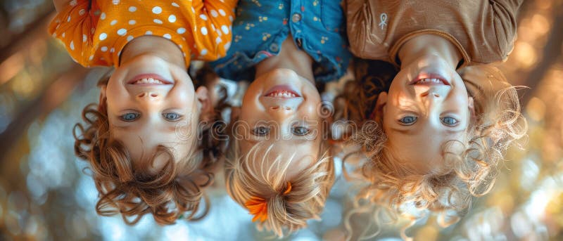 The Upside-down Activities of Happy Kids in a Summer Park Stock Image ...