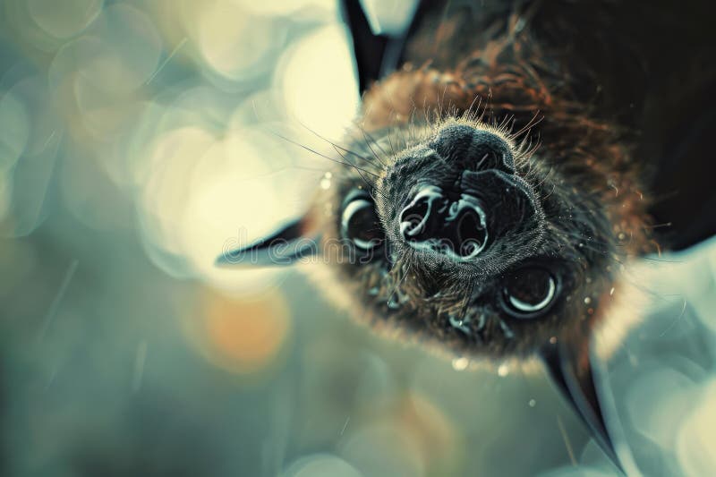 Upside Down Bat with Shimmering Bokeh Background Stock Photo - Image of ...