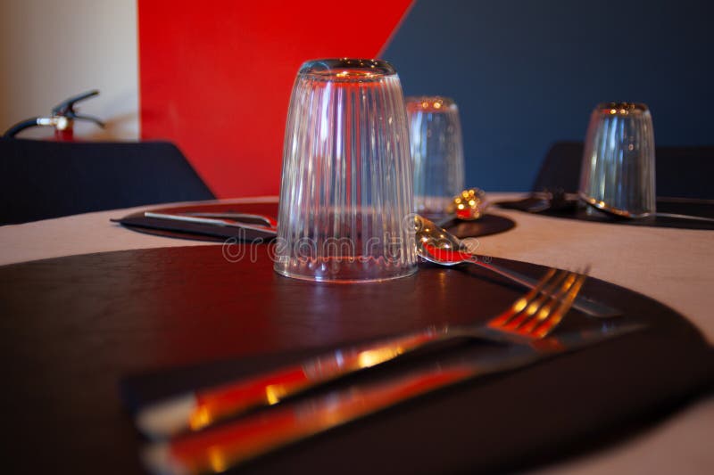 Upside Down Glass on Dining Table Stock Image - Image of beverage ...