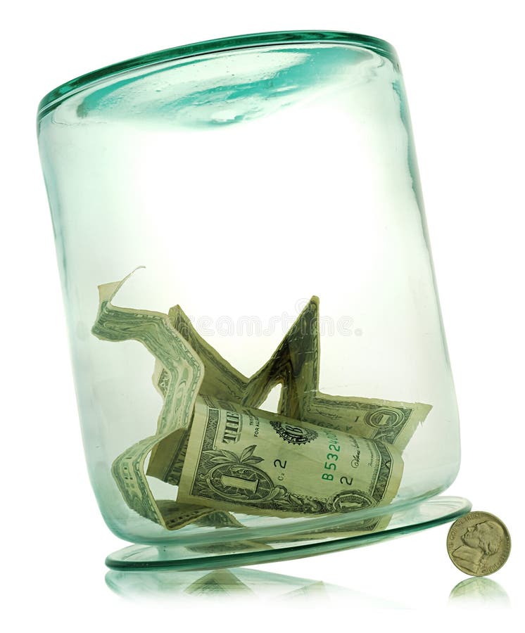 Upside Down Glass Money Jar Stock Photo - Image of glass, bank: 9627956