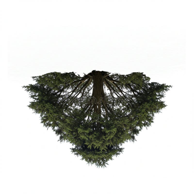 An Upside-down Image of a Tree with a Thick Trunk and Dense Green ...