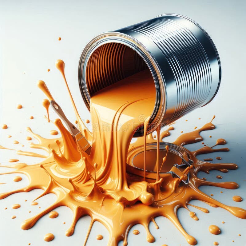 An Upside-down Jar with Spilled Paint on a Light Background. Stock Photo - Image of energy ...