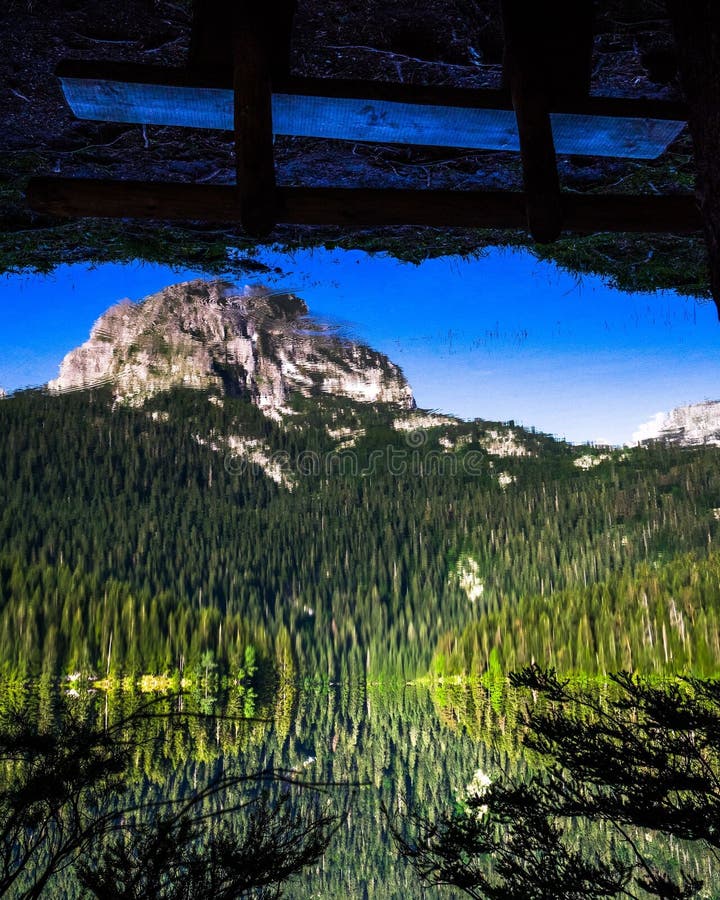 Upside-down Mountain Reflection in Lake Stock Image - Image of ...