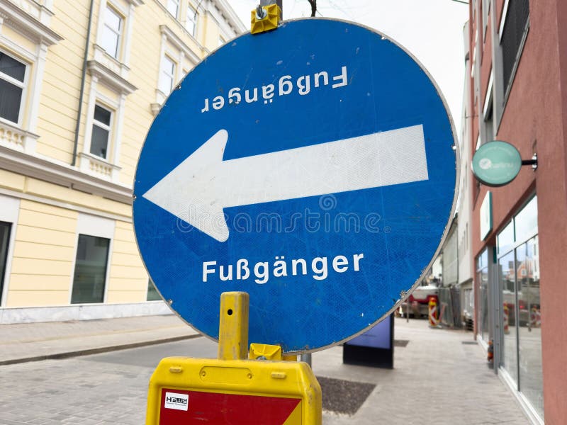 Upside-down Pedestrian Sign on Urban Street in Germany Editorial Photo ...