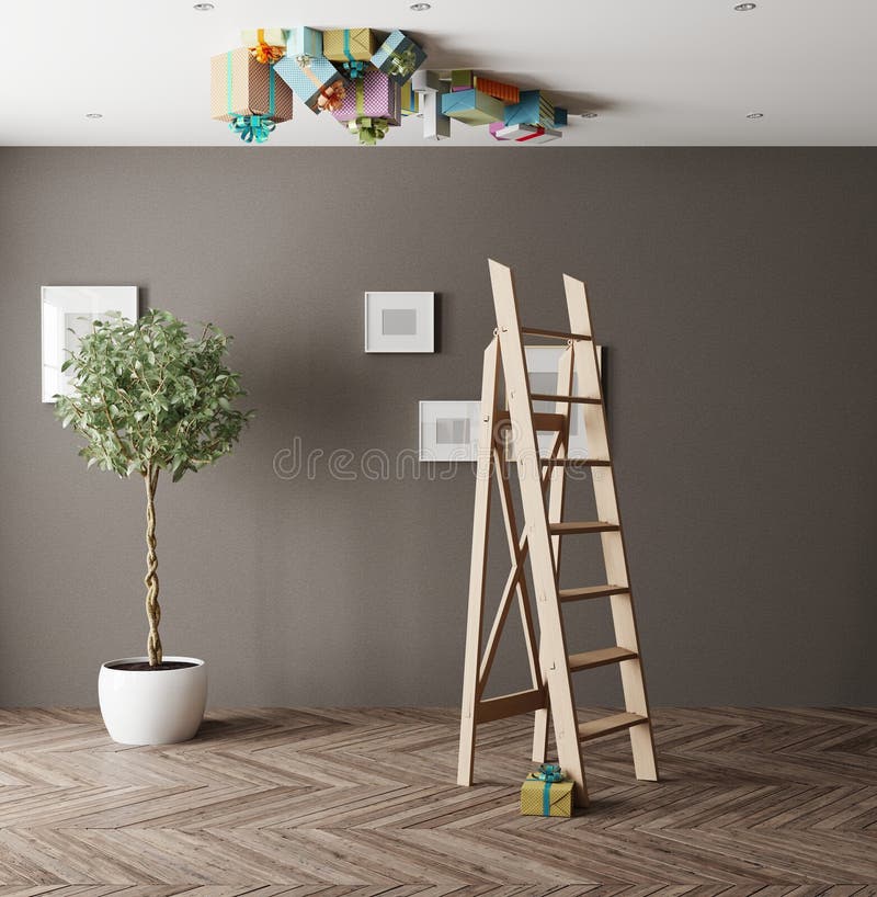 Upside-down Presents on the Ceiling Stock Illustration - Illustration ...