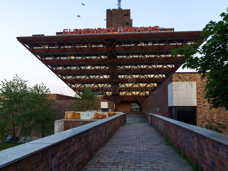 Slovak Radio Building in Bratislava at Dusk Editorial Photo - Image of ...