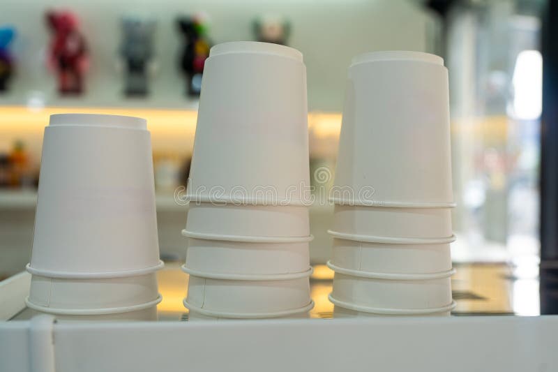Upside Down Stacked Neatly Paper Cups for Hot Drink Stock Photo - Image ...