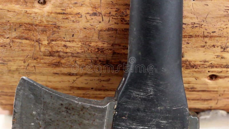 Upside View of an Axe Laying on the Wood Stock Video - Video of ...