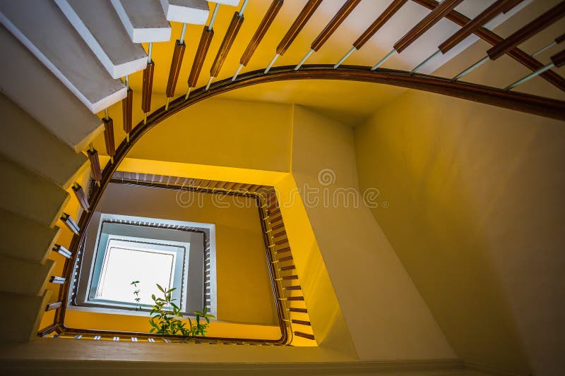 Upside View of a Spiral Staircase Stock Photo - Image of architecture ...
