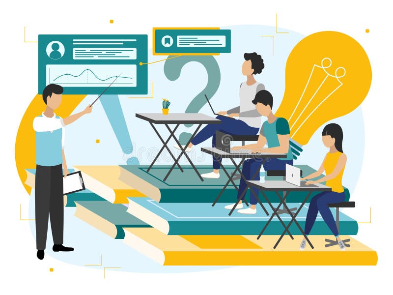 Teacher Upskilling As Male Skill Qualification Progress Tiny Person Concept Stock Vector ...