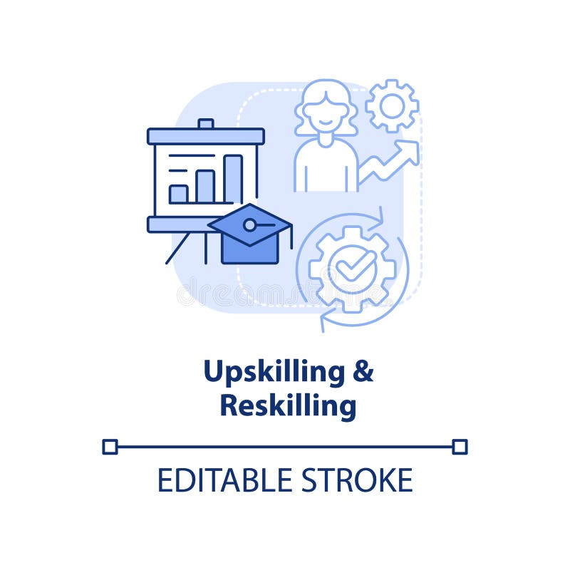 Upskilling and Reskilling Light Blue Concept Icon Stock Vector ...