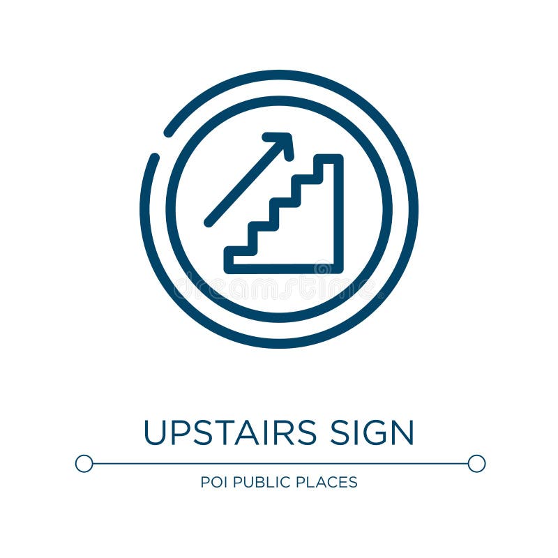 Upstairs Sign Icon. Linear Vector Illustration from Indications ...
