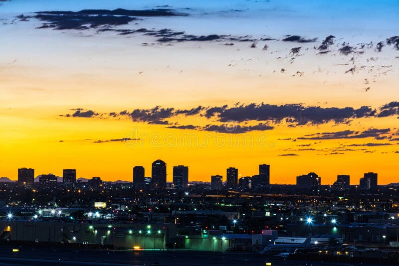 Uptown Phoenix Sunset stock image. Image of buildings - 192137109