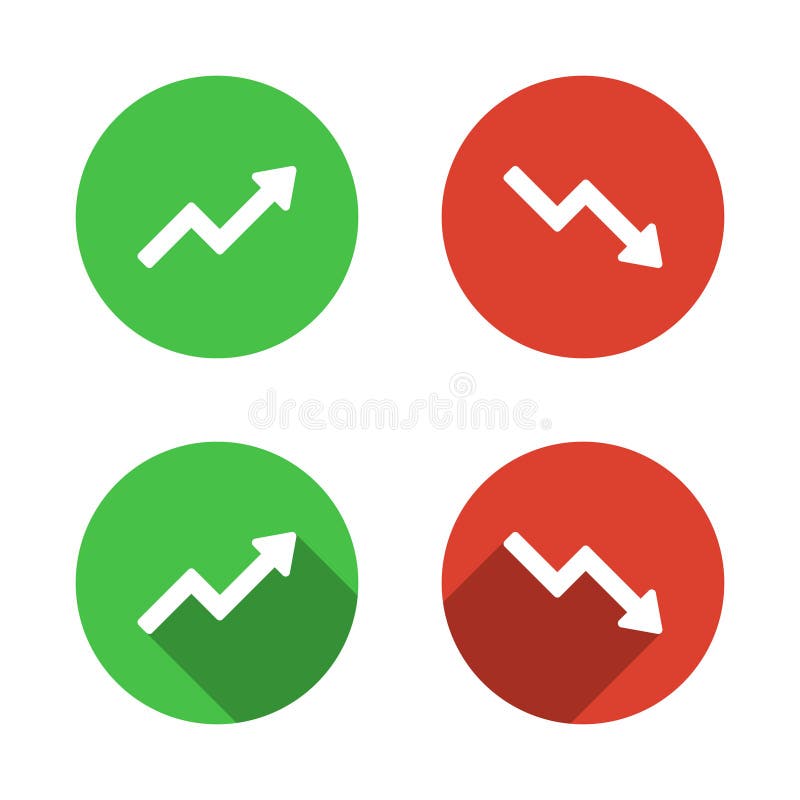 Uptrend and Downtrend Arrow Icon with Long Shadow. Up and Down Arrows Concept Stock Vector ...