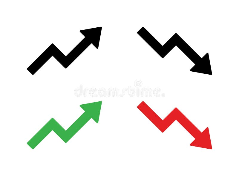 Uptrend and Downtrend Zigzag Arrow Icon in Rounded Corner Stock Vector ...