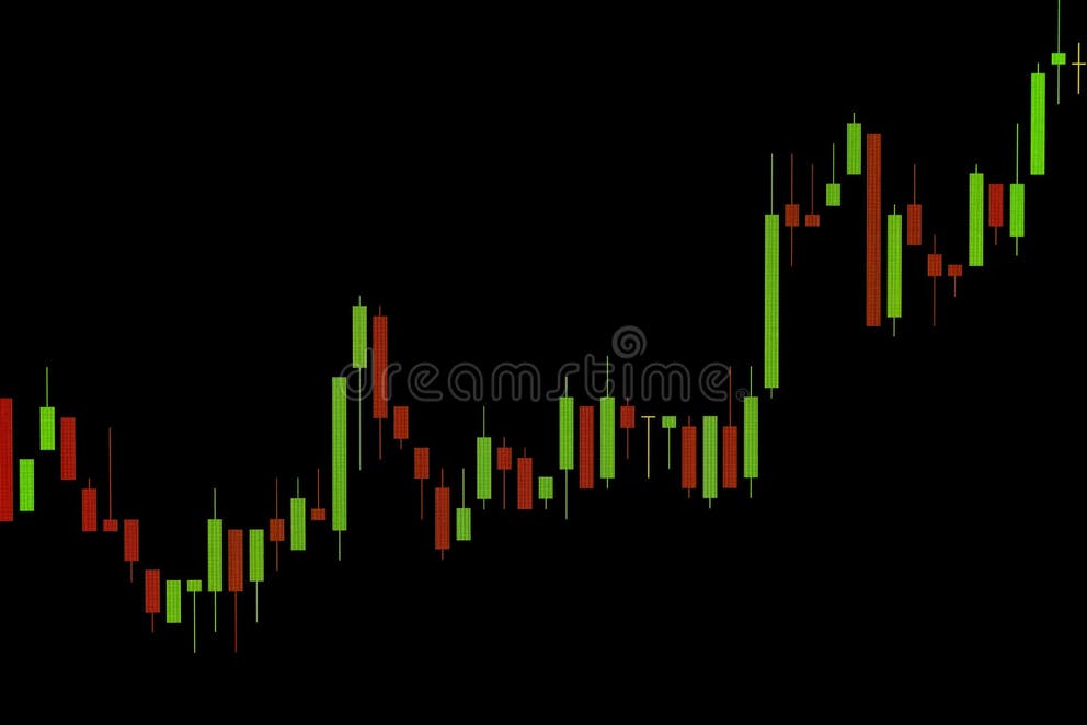 Uptrend Red and Green Stock Chart or Forex Chart on Black Background ...