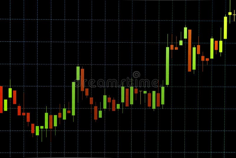 Stock or Forex Graph or Candlestick Chart on Black Screen Stock Photo ...
