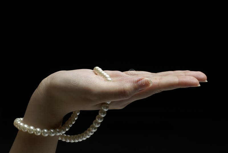 Upturned hand with pearls stock photo. Image of hand, pearls - 6953752
