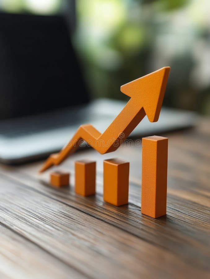 Upward Arrow and Bar Graph Symbolizing Business Growth. Stock Image ...
