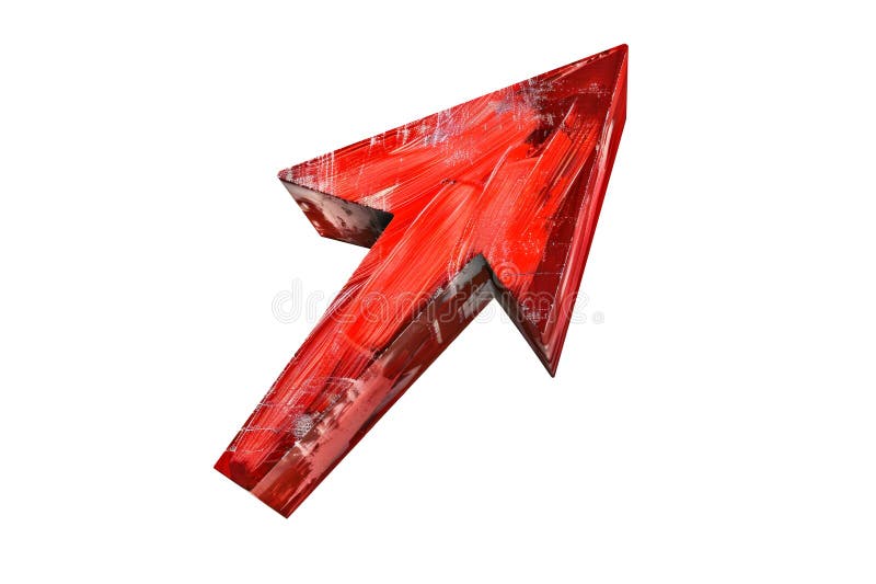 Up Arrow Red Textured Brush Stroke on an Isolated White Transparent ...