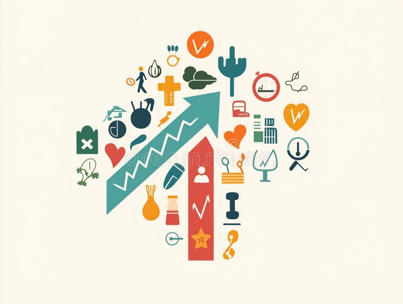 Upward Arrow, Diverse Icons, Progress, Innovation, Technology ...