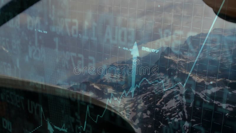 Upward Arrow Graph Being Visualized Over Mountain Peaks, with Grid ...