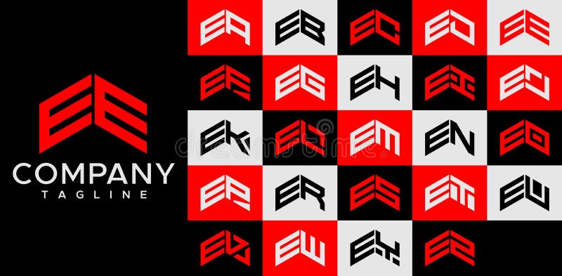 Upward Arrow Letter E Logo Design Template Set. Abstract Line EE E ...