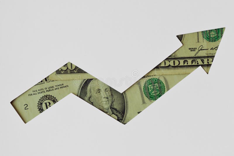 Upward Arrow Made of Dollar Banknotes on White Background - Concept of ...