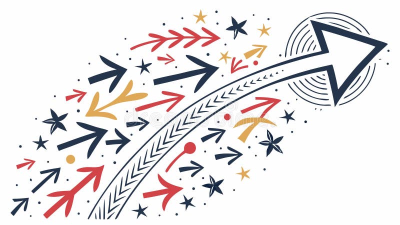 Upward Arrow with Symbols Progress Graphic Art, Vector Design ...