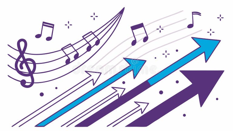 Upward Arrows with Music Notes for Progress and Growth, Vector Design ...