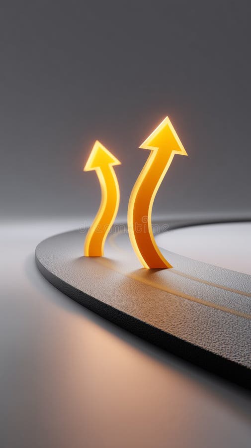 Upward Arrows Rise from Curved Path Symbolizing Progress and Growth ...