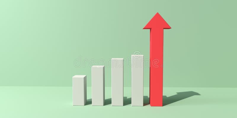 Upward bar graph and arrow stock illustration. Illustration of grow ...