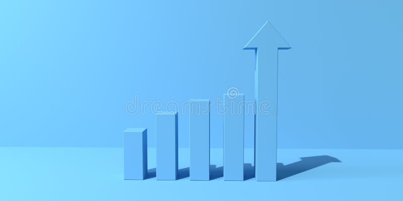 Upward bar graph and arrow stock illustration. Illustration of minimal ...