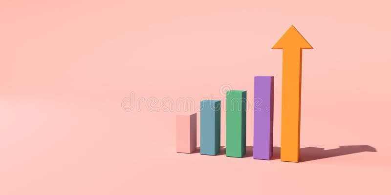 Upward bar graph and arrow stock illustration. Illustration of diagram ...