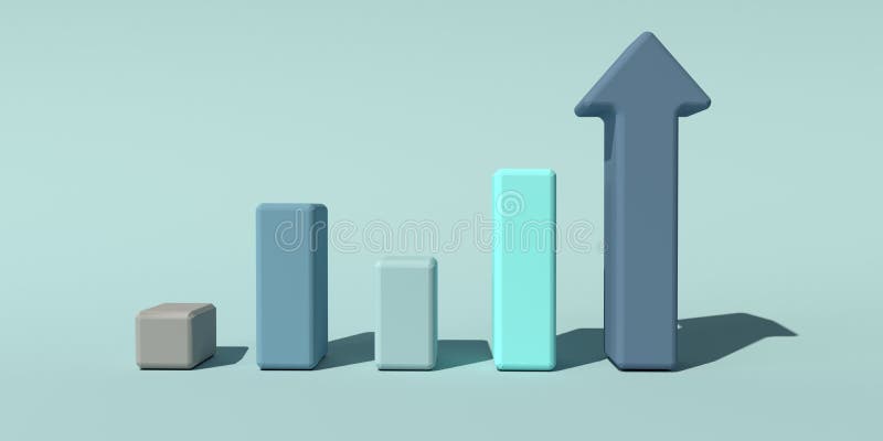 Upward bar graph and arrow stock illustration. Illustration of ...