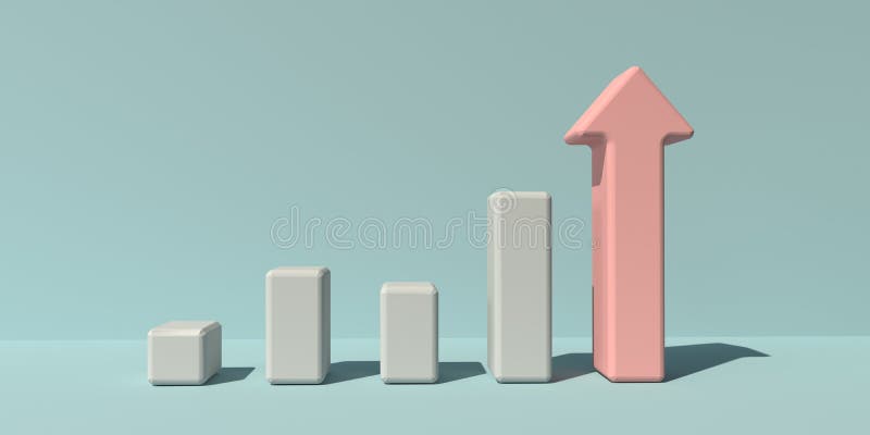 Upward bar graph and arrow stock illustration. Illustration of finance ...