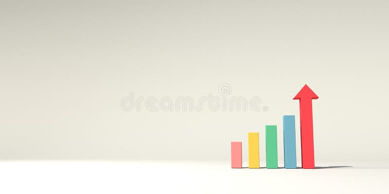 Upward bar graph and arrow stock illustration. Illustration of growth ...