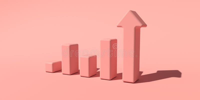 Upward bar graph and arrow stock illustration. Illustration of chart ...