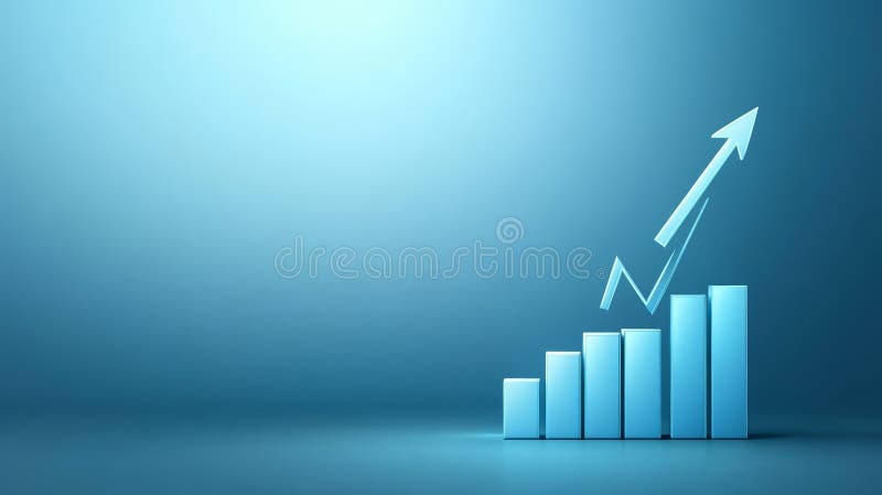 Upward Blue Arrow Over Bar Chart Visualizing Growth Progress, and ...
