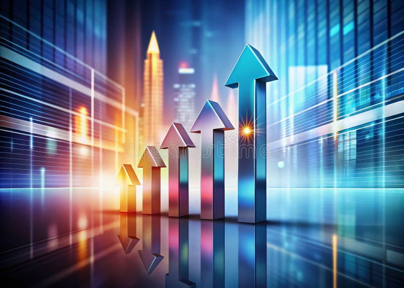 Upward Bound Dynamic 3D Arrows Illustrate Growth and Success in a ...